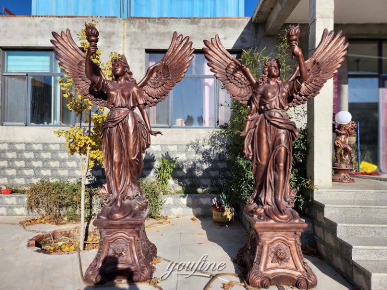 Bronze Angel with Torch Sculpture