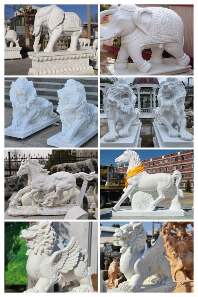 Life Size White Marble Tiger Statue for Sale