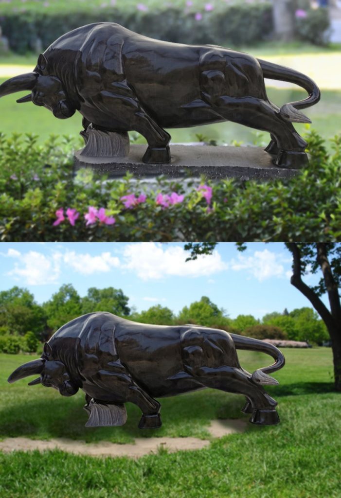 Marble Carving Wall Street Bull Statue for Sale