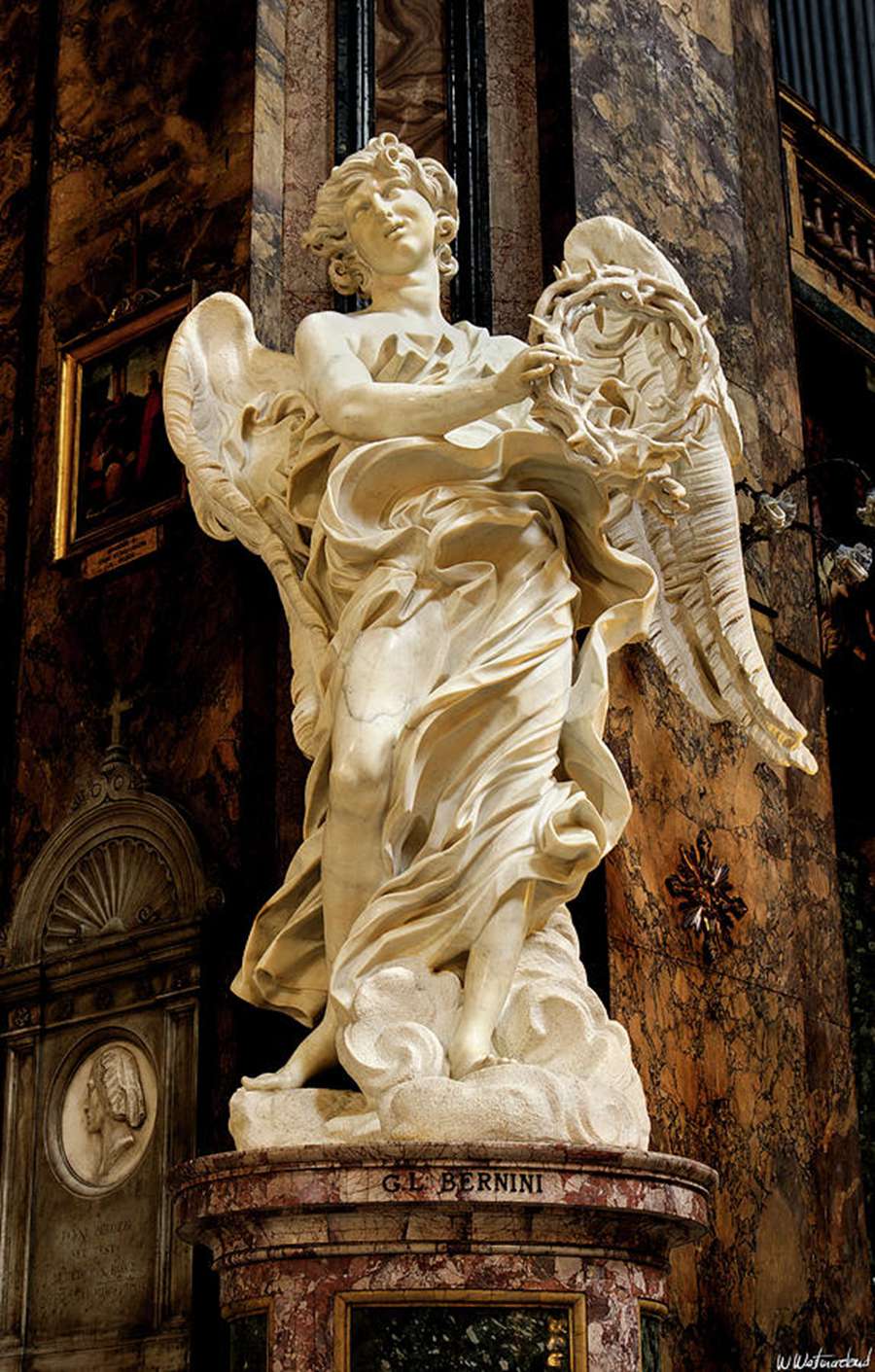 Marble Angel with the Crown of Thorns Statue for Sale - YouFine Sculpture