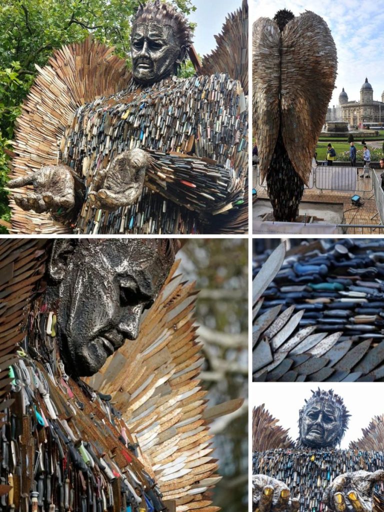 Famous Stainless Steel Knife Angel Statue Replica