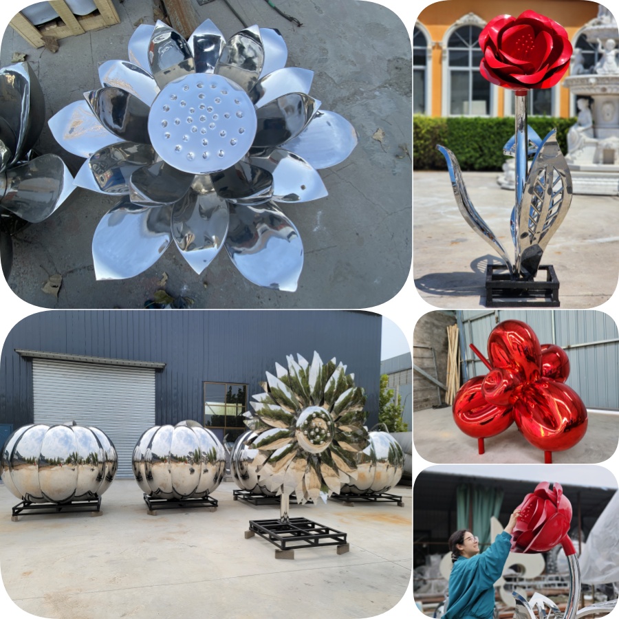 Stainless Steel Lotus Flower Water Fountain for Garden - YouFine Sculpture