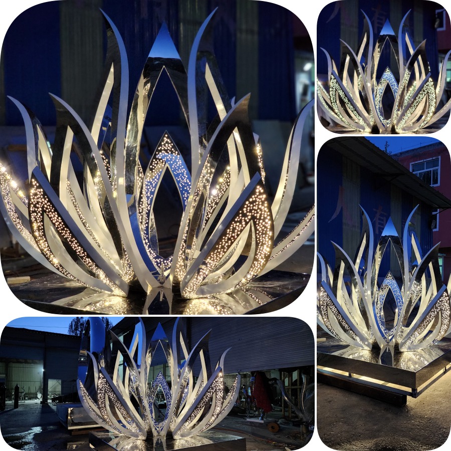 Stainless Steel Lotus Flower Water Fountain for Garden - YouFine Sculpture