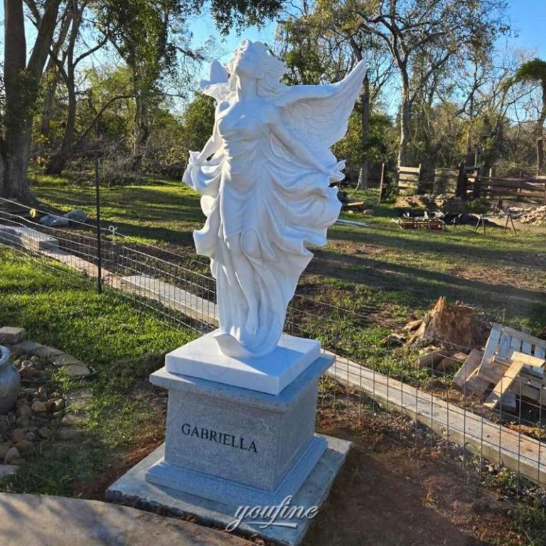 Life Size Marble Flying Angel Statue for Garden