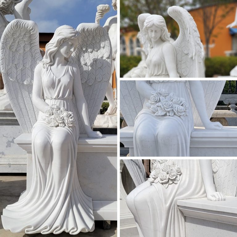 Marble Angel Hand Carved Headstones for Graves - YouFine