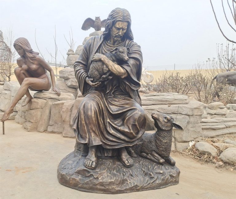 Bronze Jesus the Good Shepherd Statue for Sale