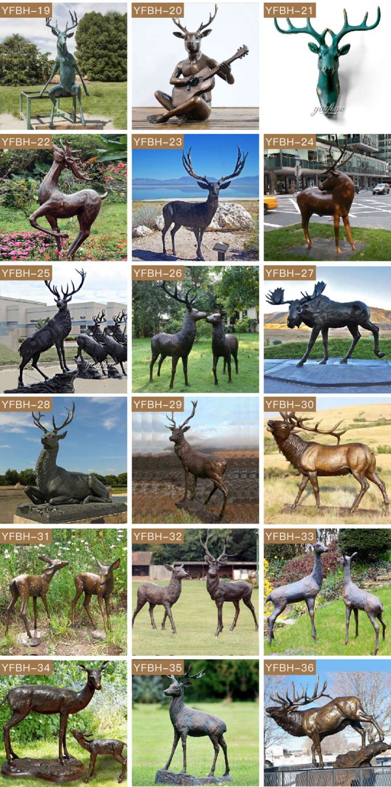 Outdoor Life Size Bronze Doe and Fawn Statue - YouFine Sculpture