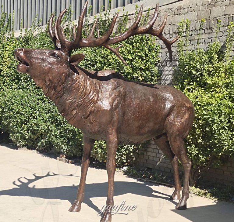 Mating Call Bronze Life Size Deer Statue