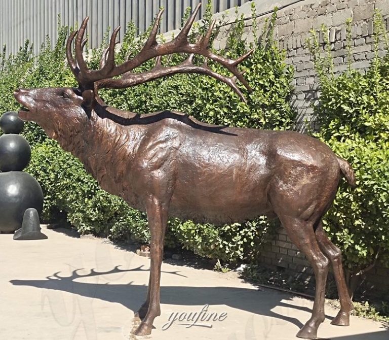 Mating Call Bronze Life Size Deer Statue