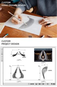Modern Stainless Steel Wing Sculpture with Circle
