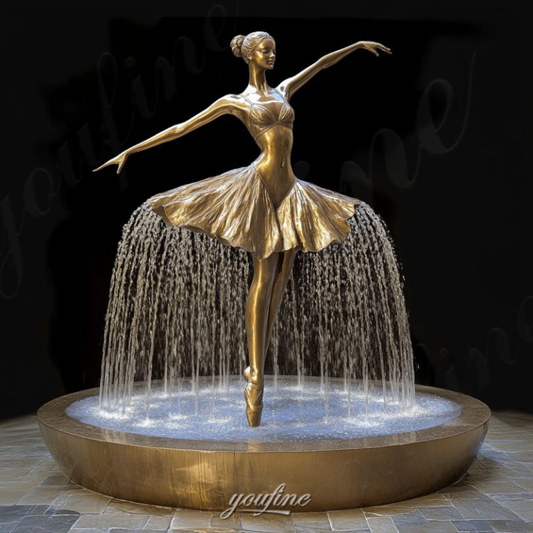 Golden Bronze Ballerina Water Fountain - YouFine