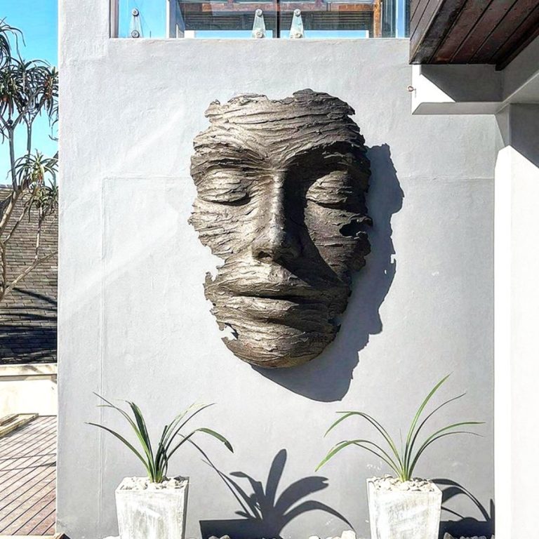 Large Custom Bronze Face Sculpture Wall Art
