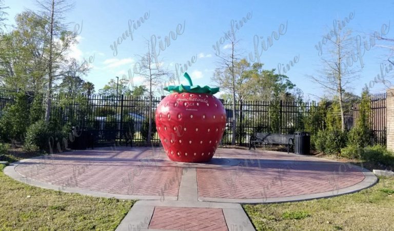Modern Stainless Steel Strawberry Sculpture for Outdoor