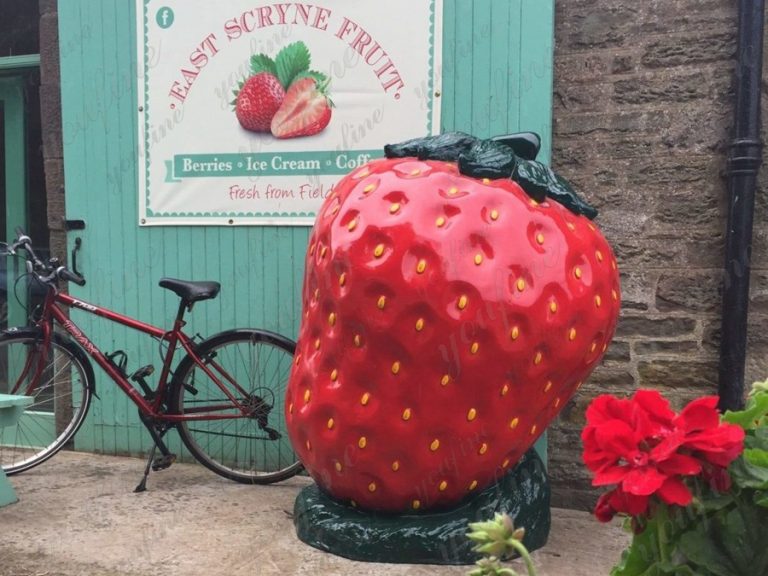 Modern Stainless Steel Strawberry Sculpture for Outdoor