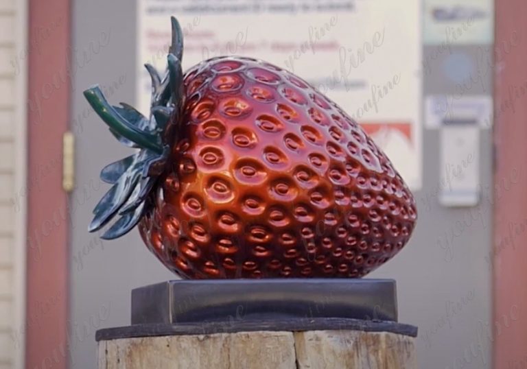 Modern Stainless Steel Strawberry Sculpture for Outdoor