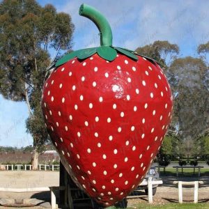 Modern Stainless Steel Strawberry Sculpture for Outdoor