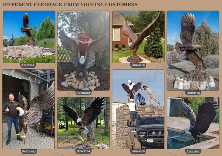 Custom Vivid Bronze Falcon Statue for Garden - YouFine Sculpture