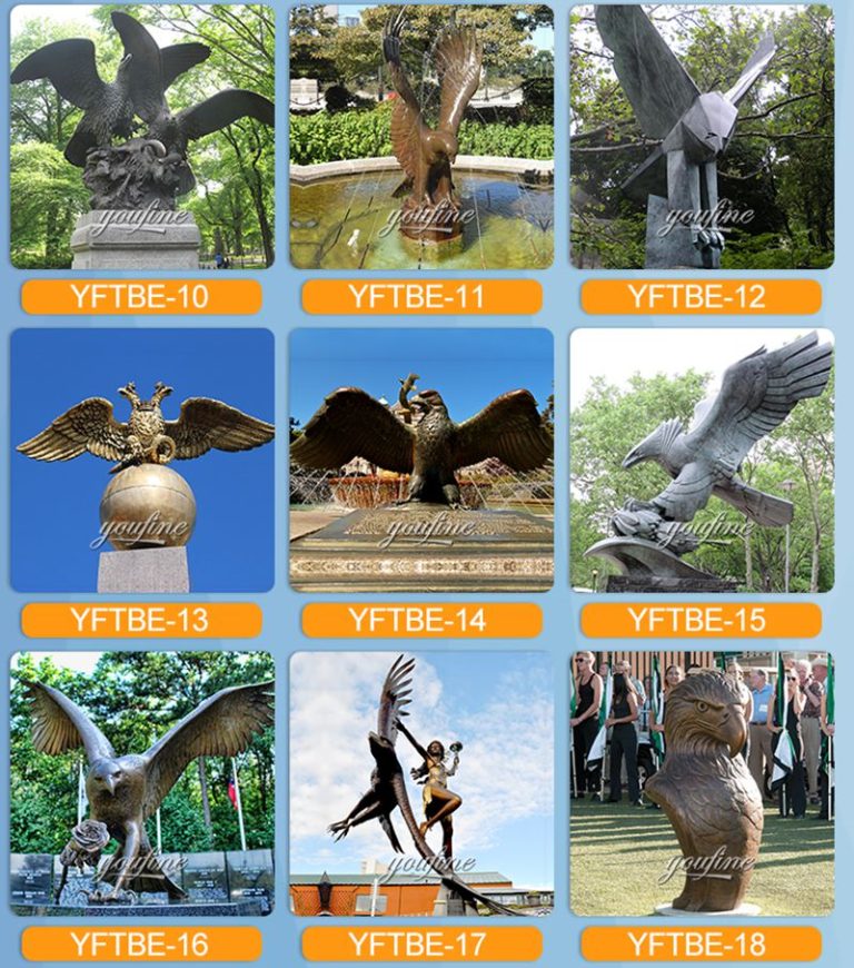 Custom Vivid Bronze Falcon Statue for Garden - YouFine Sculpture