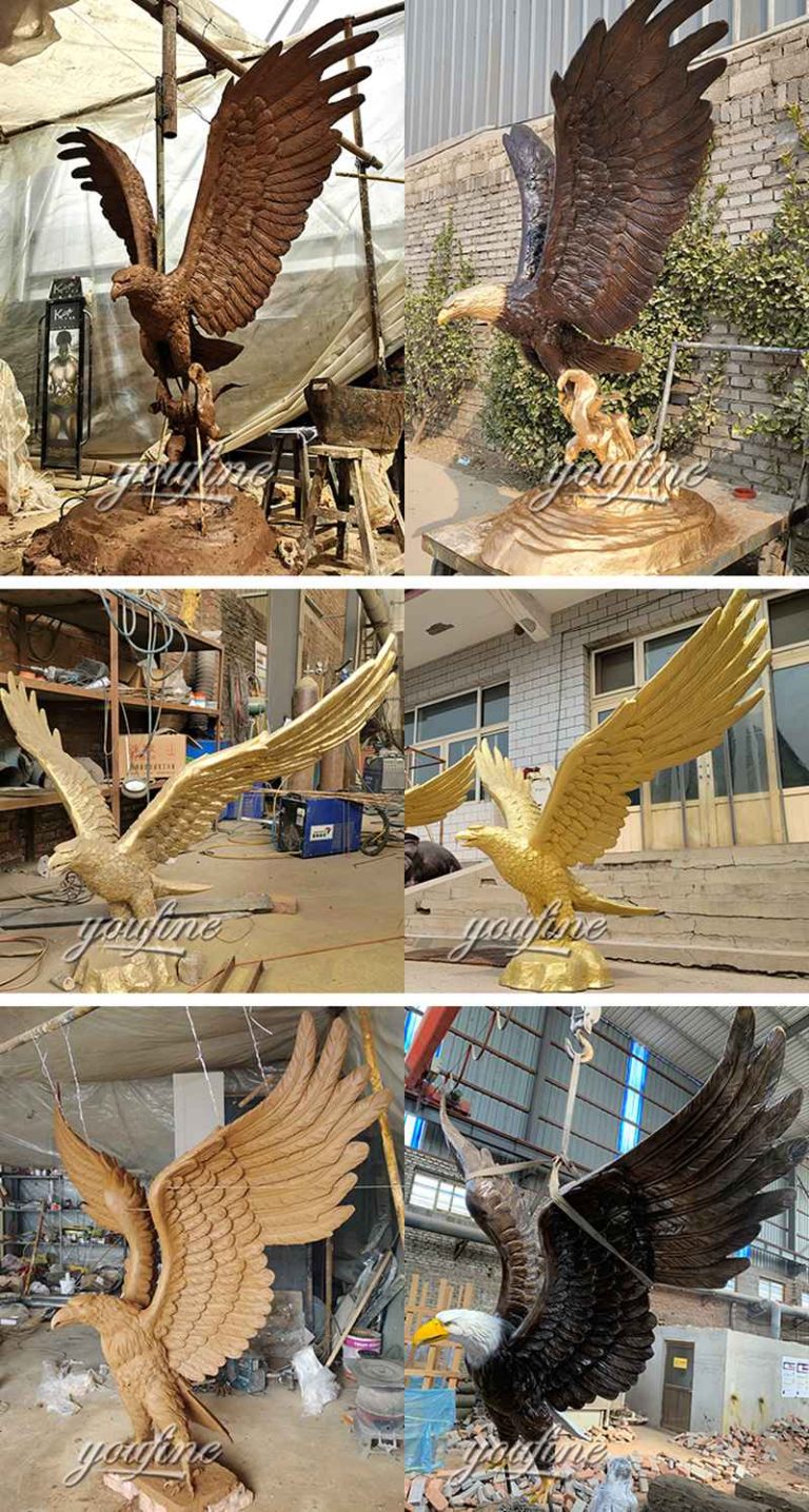 Custom Vivid Bronze Falcon Statue for Garden - YouFine Sculpture