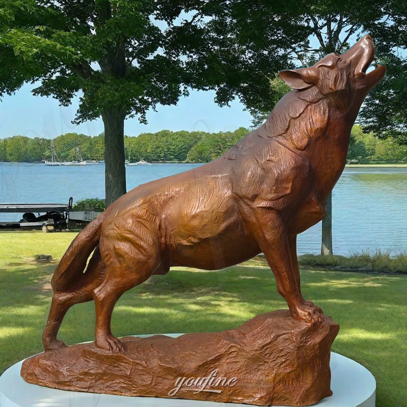 Bronze Wolf Howling Statue for Outdoor - YouFine