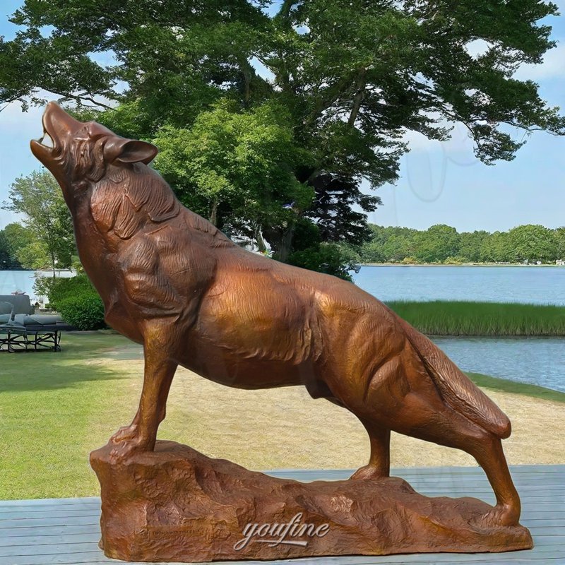 Bronze Wolf Howling Statue for Outdoor - YouFine