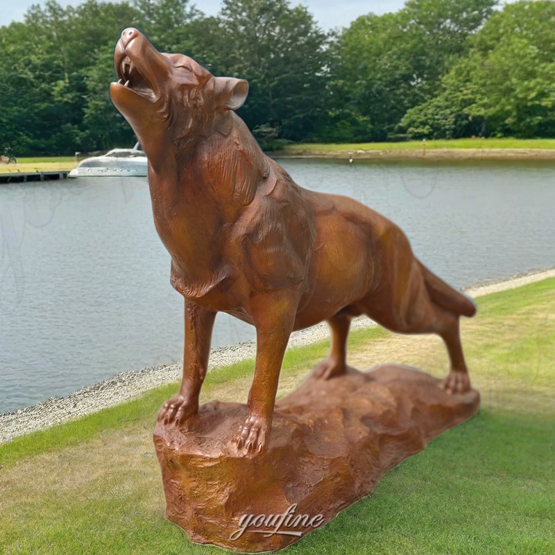 Bronze Wolf Howling Statue for Outdoor - YouFine