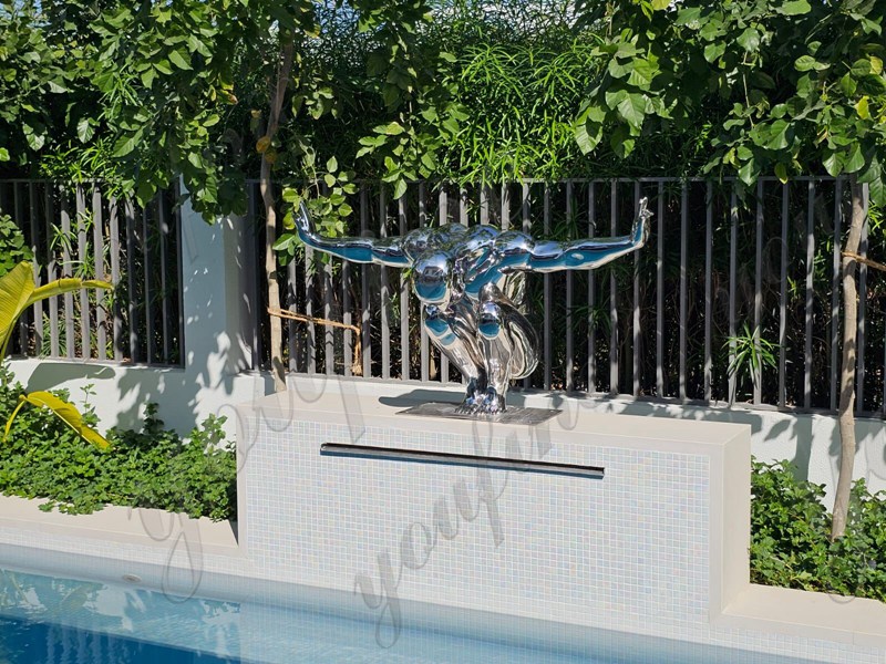 Metal Diving Man Sculpture for Swimming Pool