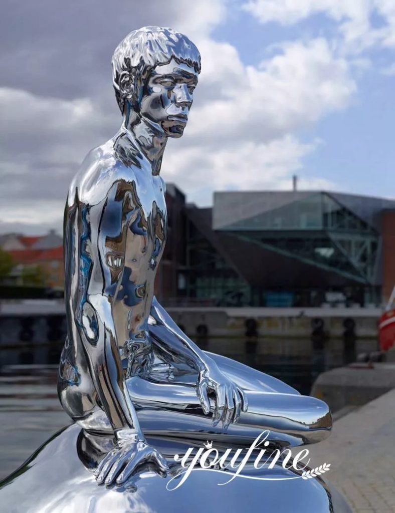 Stainless Steel Merman Little Mermaid Statue Replica