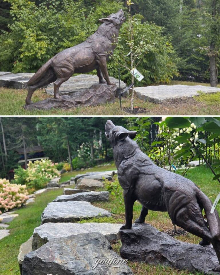 Bronze Wolf Howling Statue for Outdoor - YouFine