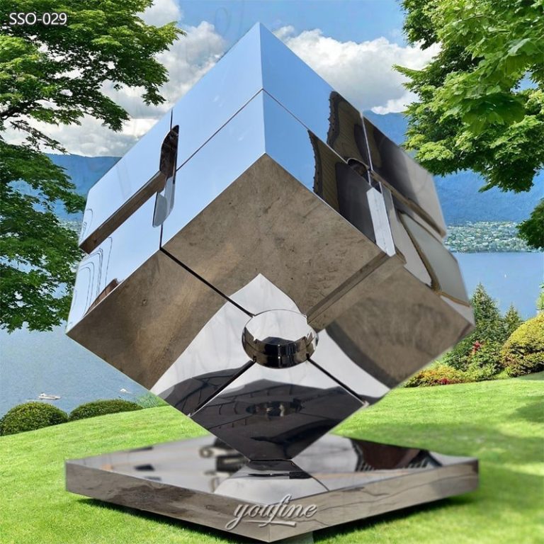 Large Modern Metal Cube Sculpture