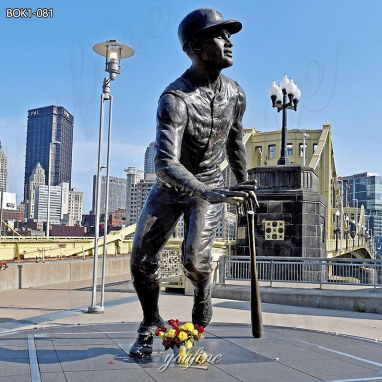 Bronze Baseball Player Garden Statue