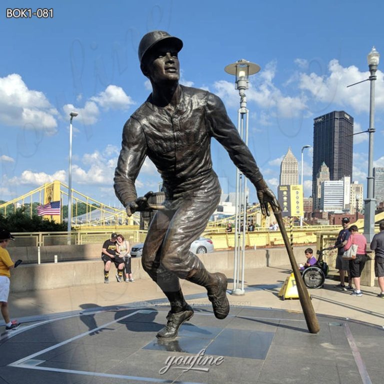 Bronze Baseball Player Garden Statue