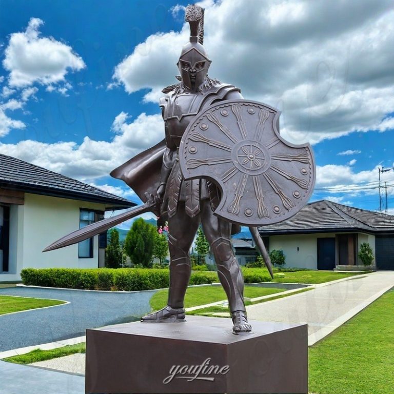 Bronze Life Size Spartan Statue with Shield - YouFine
