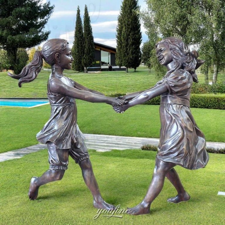 Bronze Children Playing Statue