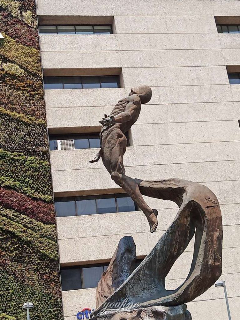Bronze Falling Man Sculpture Merchants Monument