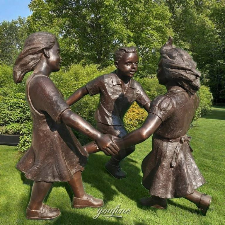 Bronze Children Playing Statue