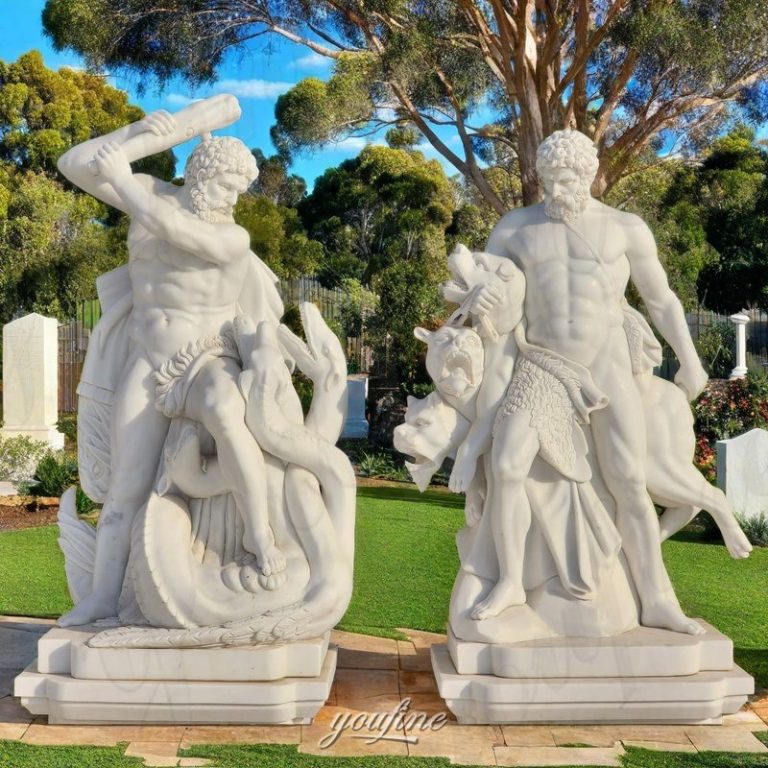 Marble Hercules Muscular Roman Statue