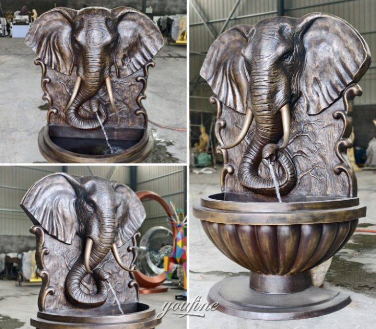 Bronze Wall Elephant Water Fountains Outdoor