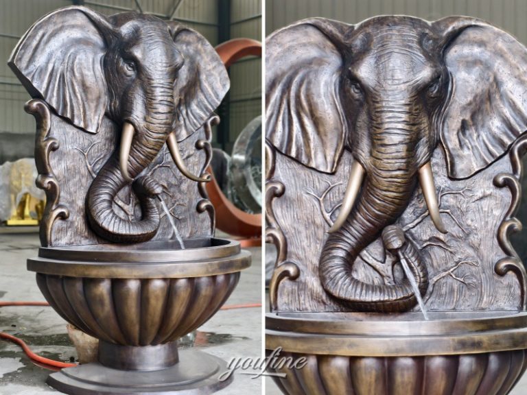 Bronze Wall Elephant Water Fountains Outdoor