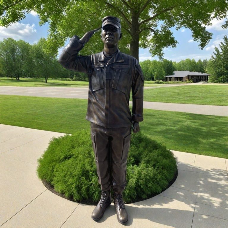 Bronze Saluting Soldier Statue