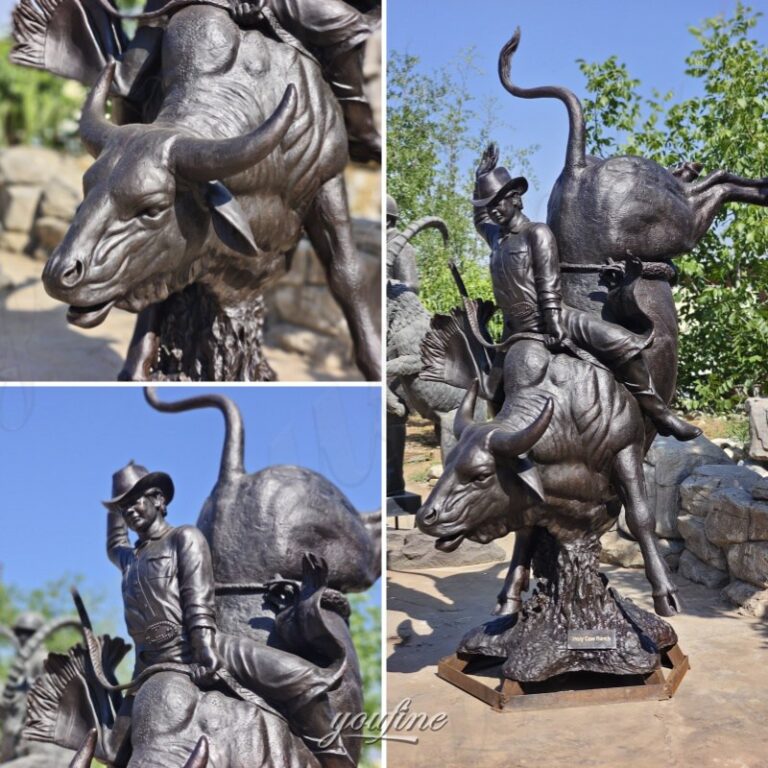 Bronze Lane Frost Bull Riding Statue