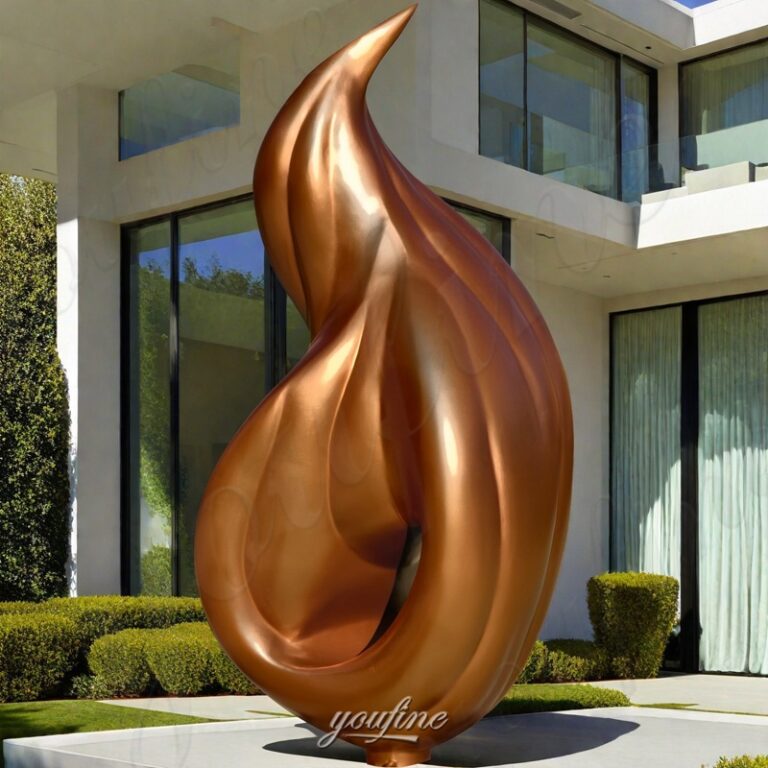 Stainless Steel Golden Abstract Flame Sculpture