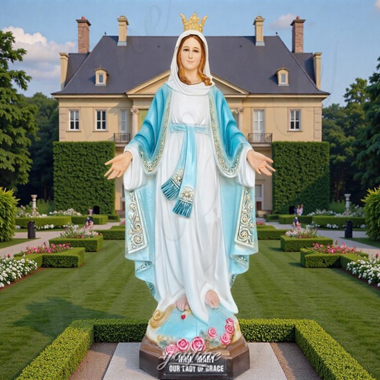 Marble Painted Our Lady of Grace Statue