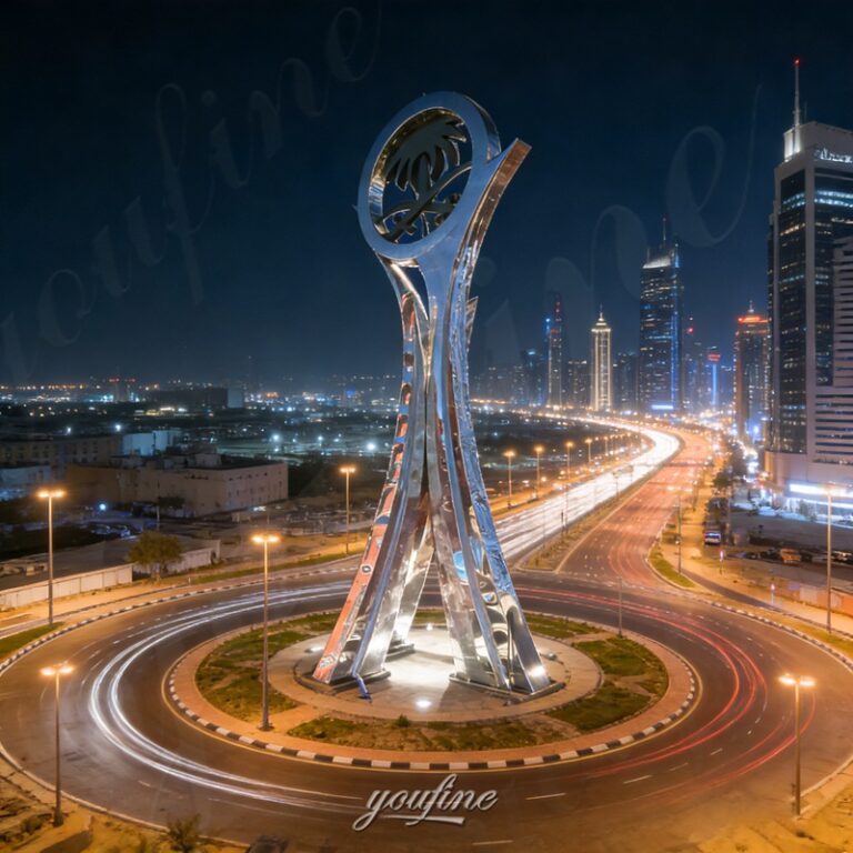 Stainless Steel Monuments with Palm Tree Design