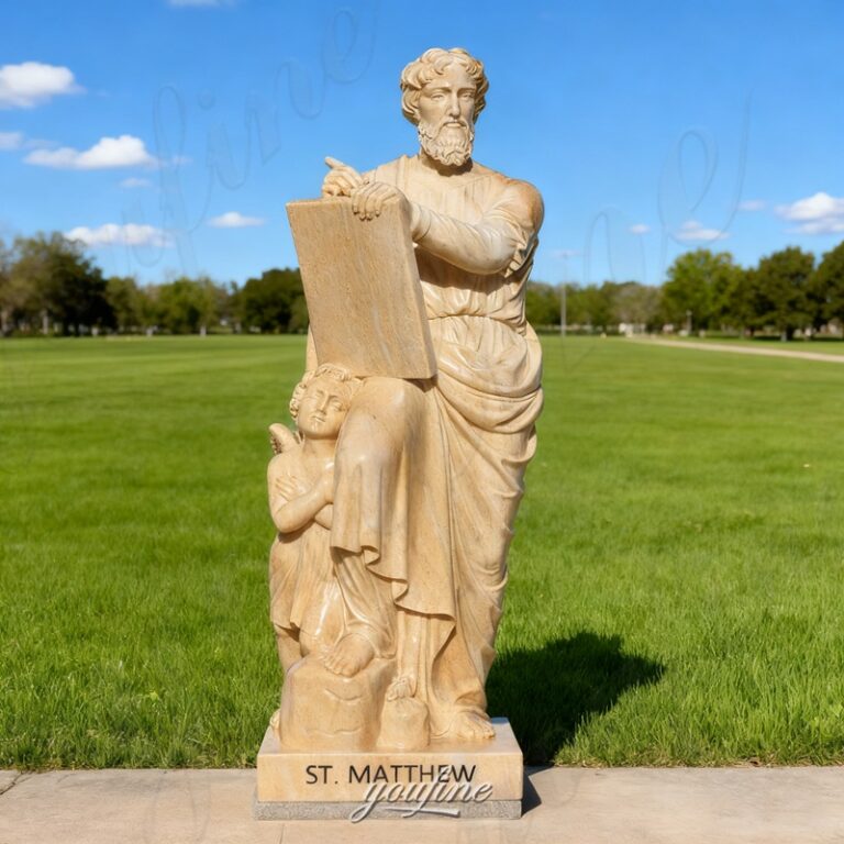Marble St Matthew Statue with Cherub - YouFine Sculpture